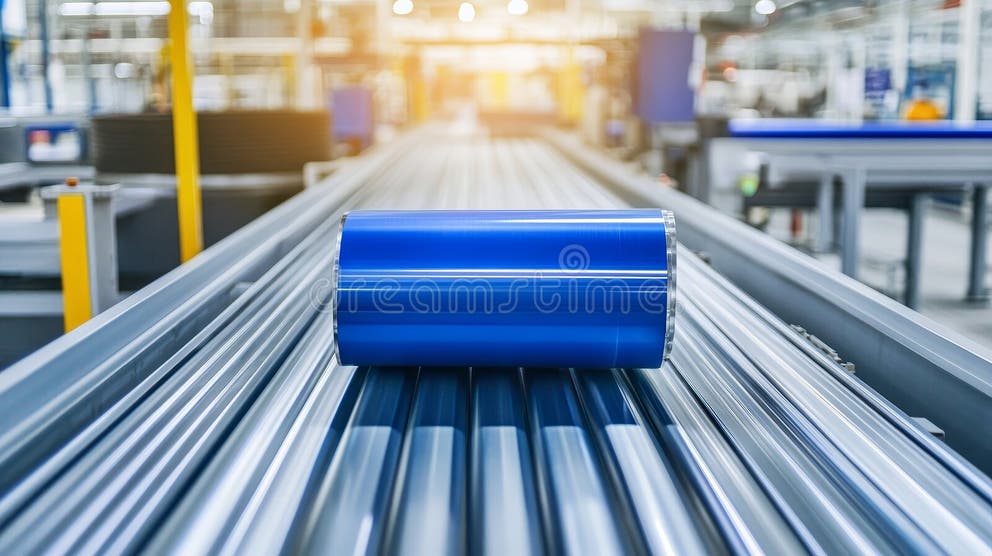 This Scene Shows the Rollers of a Plastic Bag Production Machine in ...