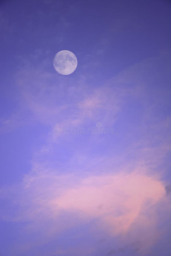 Scene in the Sky with Full Moon Stock Photo - Image of glow, afternoon ...