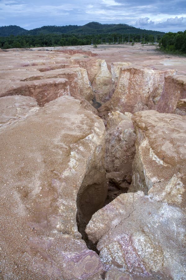 Scene of the Soil Erosion Landscape. Stock Photo - Image of trunk ...