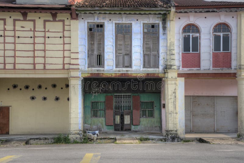 Scene of Some Deserted Buildings by the Roadside Stock Image - Image of ...
