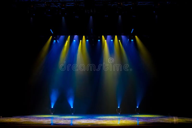 Scene, Stage Light with Colored Spotlights Stock Photo - Image of ...