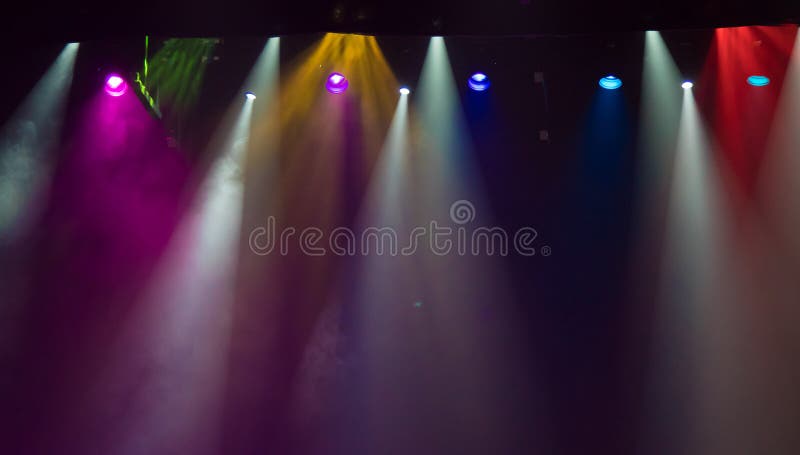 Scene, Stage Light with Colored Spotlights Stock Image - Image of back ...
