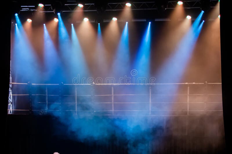 Scene, Stage Light with Colored Spotlights Stock Photo - Image of rock ...