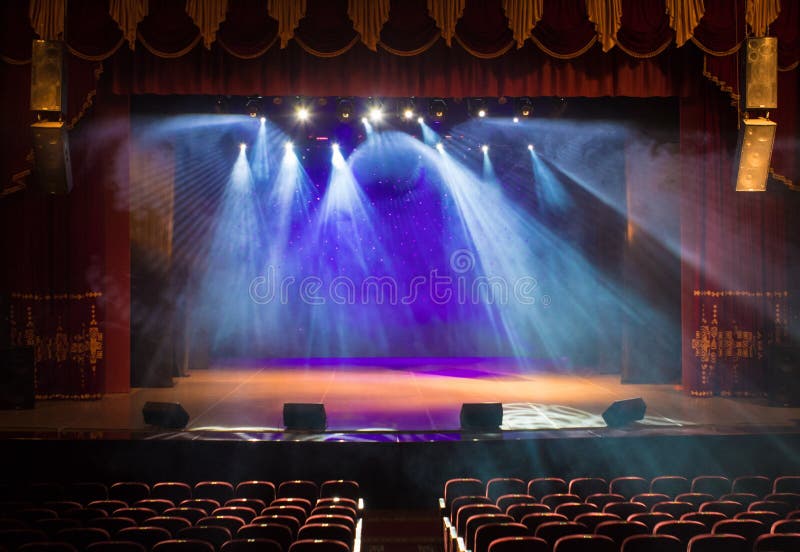 Scene, Stage Light with Colored Spotlights Stock Photo - Image of color ...