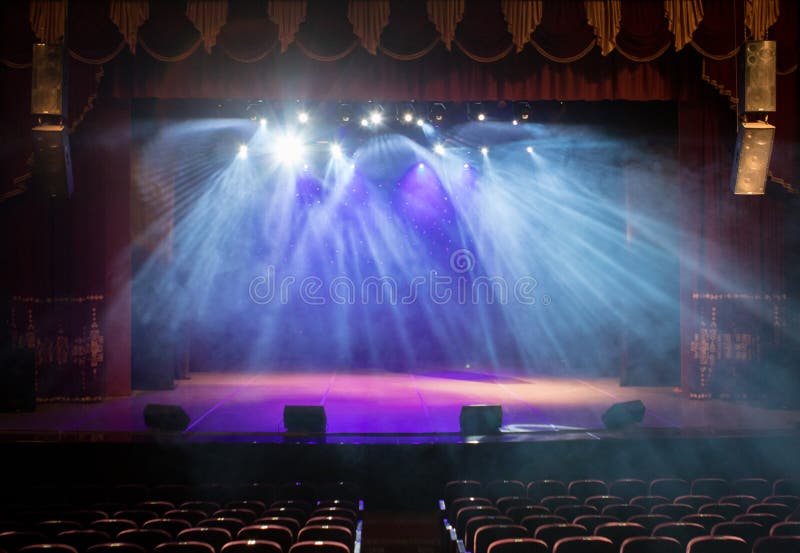 Scene, Stage Light with Colored Spotlights Stock Image - Image of blur ...
