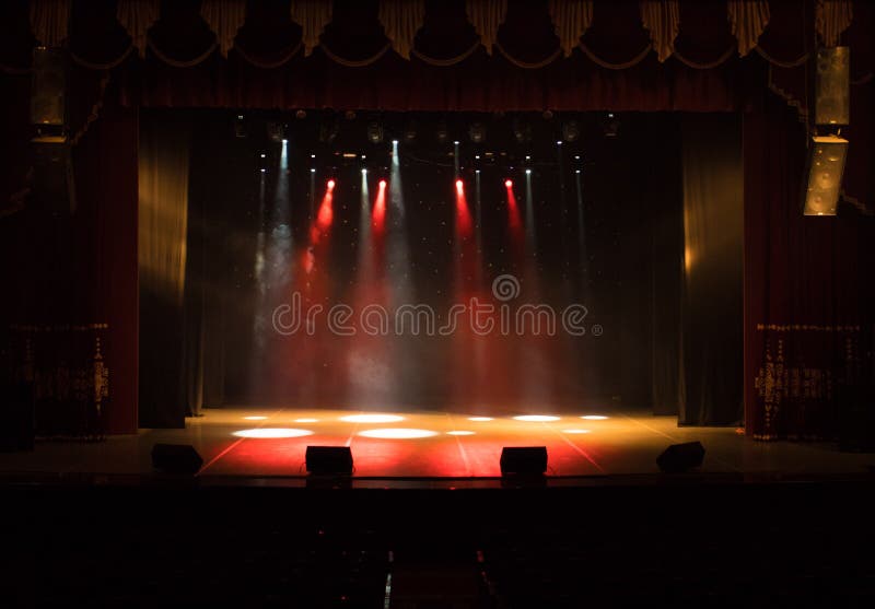 Scene, Stage Light with Colored Spotlights Stock Image - Image of ...