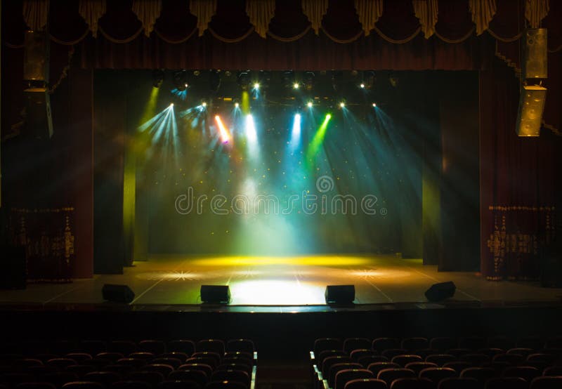 Scene, Stage Light with Colored Spotlights Stock Image - Image of disco ...