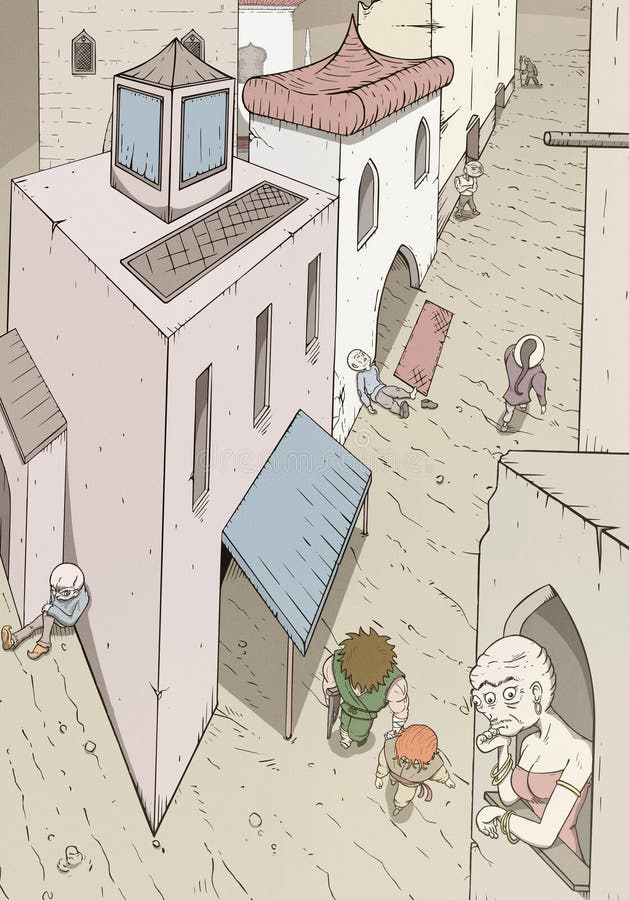 Scene in Street Arabian Style Stock Illustration - Illustration of ...