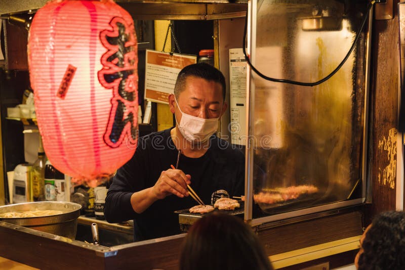 Scene in a Street Kitchen in Tokyo, Japan, at Night Editorial Stock ...