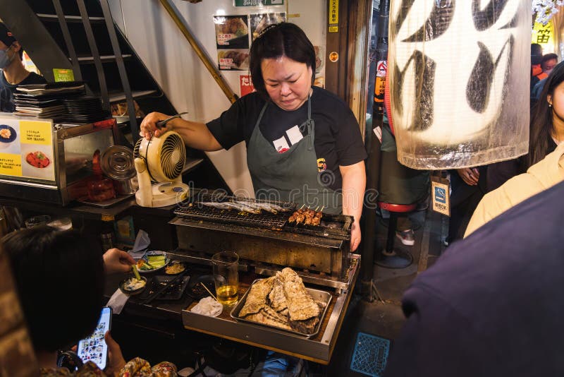 Scene in a Street Kitchen in Tokyo, Japan, at Night Editorial Stock ...