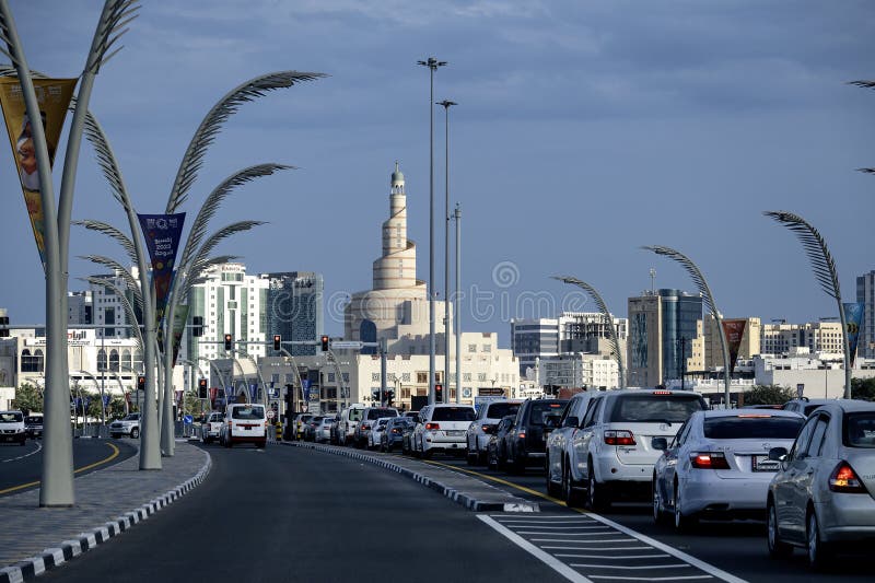 The Scene from the Streets of Corniche Doha Fanar Mosque View from ...