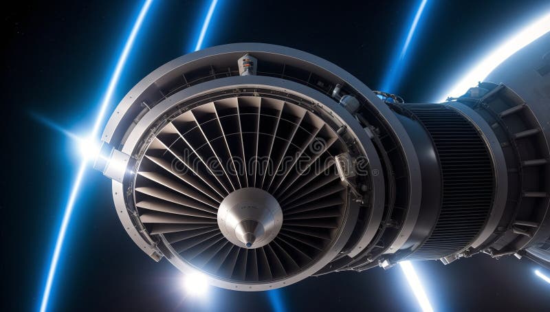 A Scene of a Strikingly Dynamic View of a Jet Engine AI Generative ...