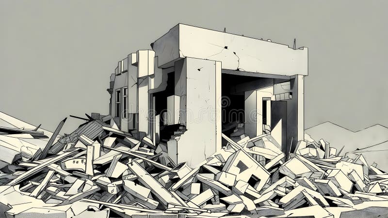 Building Ruin after Destruction with Debris and Collapsed Structure ...