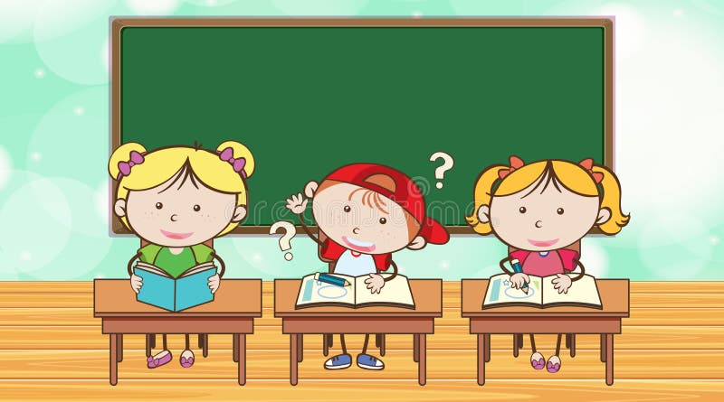 Scene with Students Learning in Classroom Stock Vector - Illustration ...