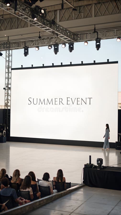 Scene of a Summer Event with a Large Screen Displaying the Text Summer ...