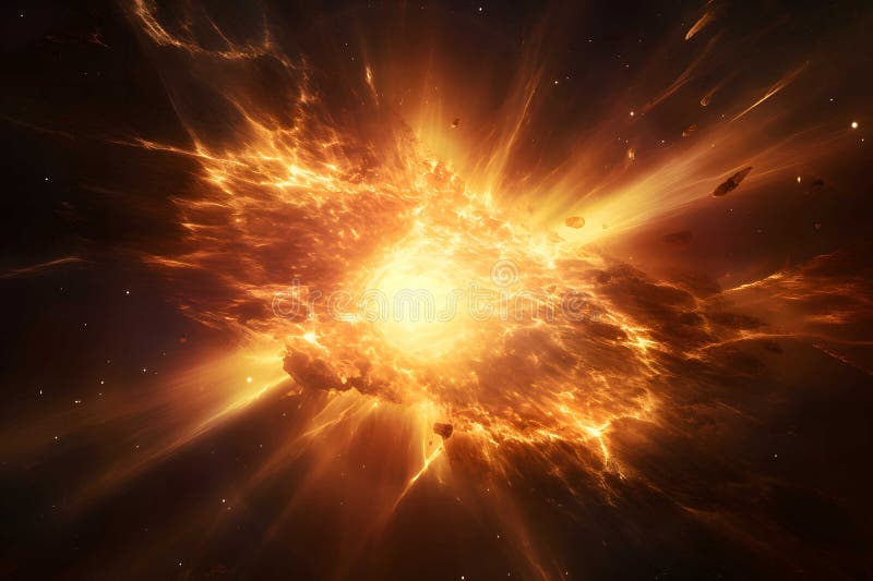 Scene of Sun Explosion, Bright Illumination, Supernova, Sci-fi Concept ...