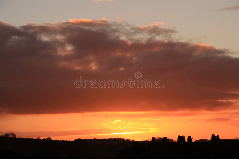 Sunset in the City in England Stock Image - Image of town, orange ...