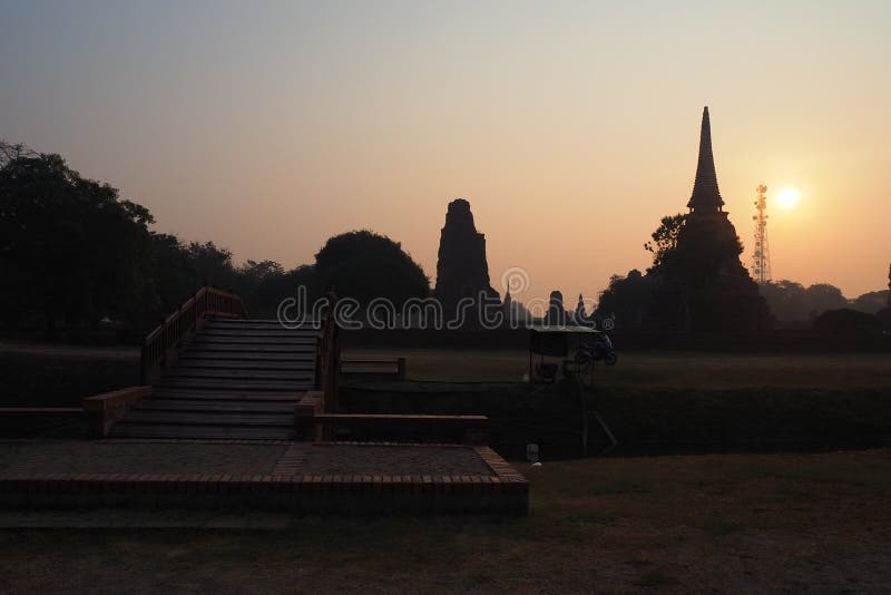 The Scene of the Temple Wall in Thailand with a Blurred Temple ...