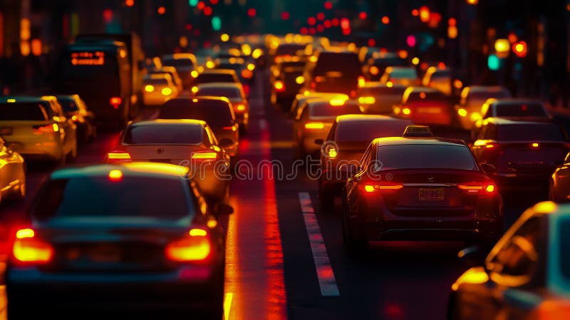 A Scene of a Traffic Jam in City Stock Illustration - Illustration of ...