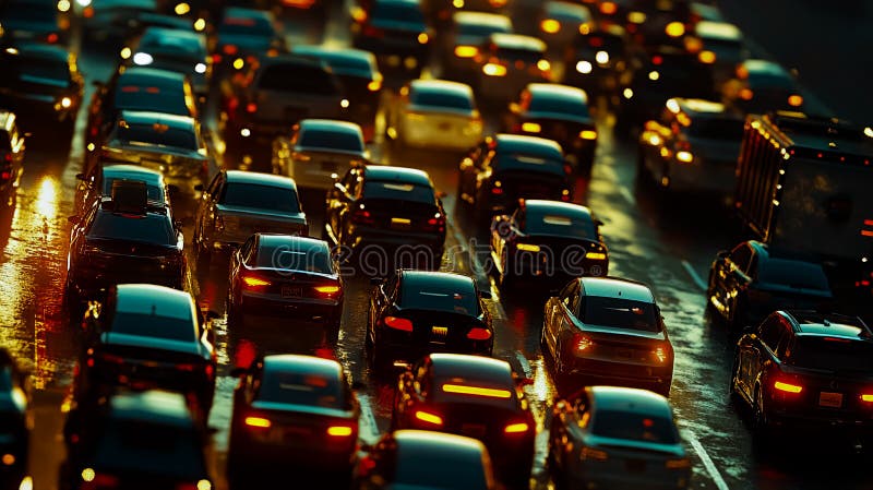 A Scene of a Traffic Jam in City Stock Illustration - Illustration of ...