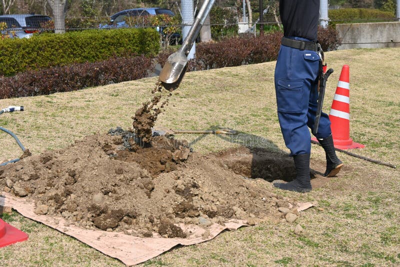 A Scene of Tree Planting Work by a Tree Planter. Stock Image - Image of ...
