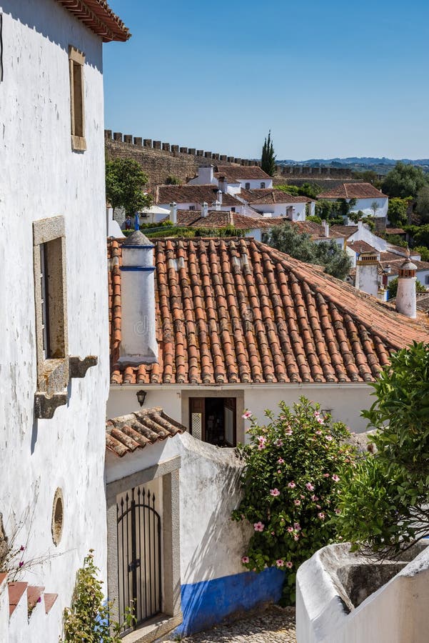 Typical Medieval Town of Obidos in Portugal Stock Photo - Image of ...