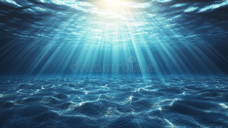 Scene of Underwater Setting with Sun Rays and Sunlight, Featuring Blue ...