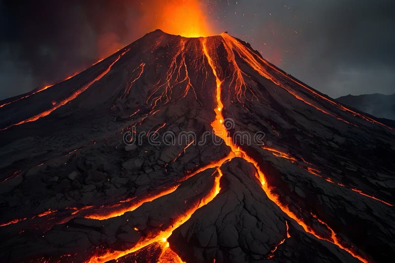 A Scene of Volcanic Eruptions Stock Image - Image of system, volcanic ...