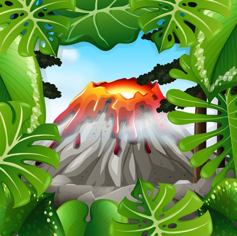 Jungle with Lava Ground Platformer Game Template Stock Vector ...