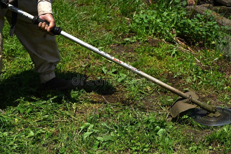 A Scene from Weed Cutting Work. Stock Image - Image of gasoline ...