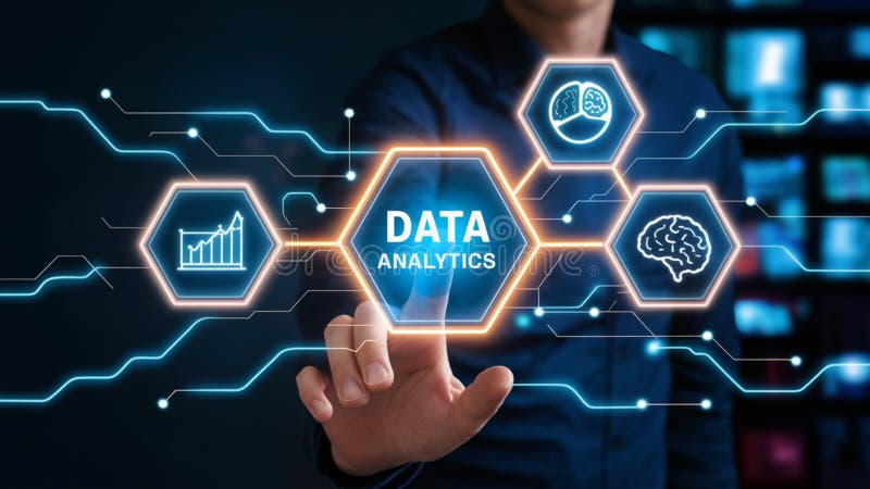 A Scene Where a Person is Using a Holographic Interface with Hexagonal ...