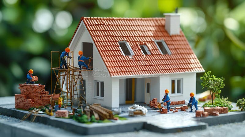 Scene Where we See Construction Workers Finishing Building a House ...