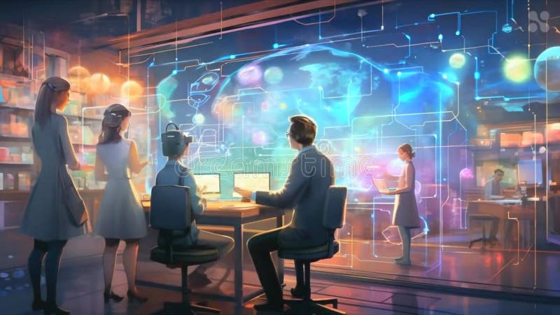 A Scene in Which AI Interacts with People, for Example, Exchanging ...