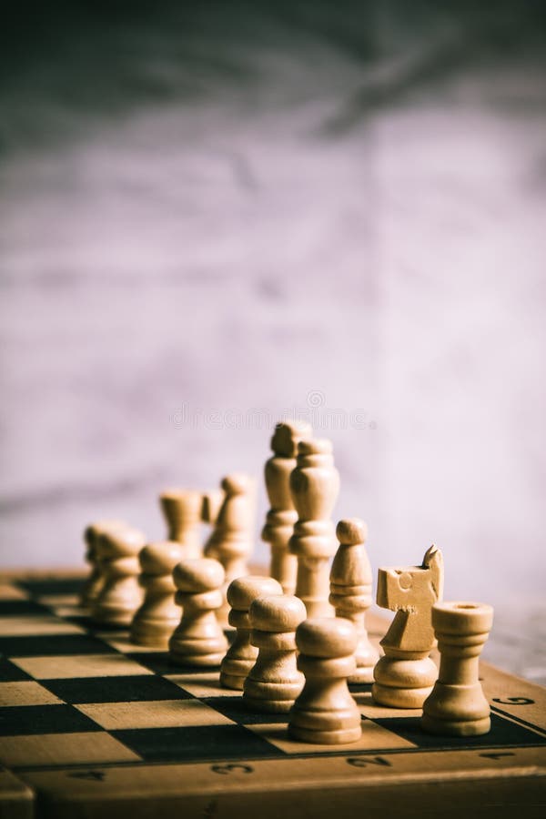 Scene of a White Chess Figures on a Chess Board Stock Image - Image of ...