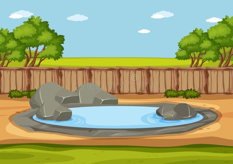 Scene with Wild Animals in the Zoo at Day Time Stock Illustration ...