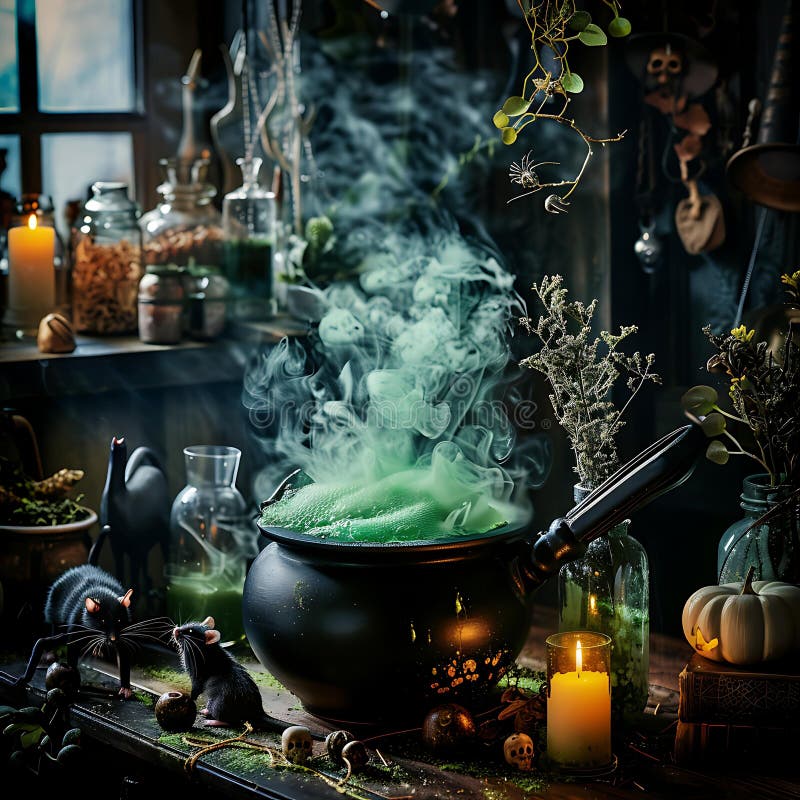 Spooky Props Like Rats, Spiders, and a Black Cat, Creating a Magical ...