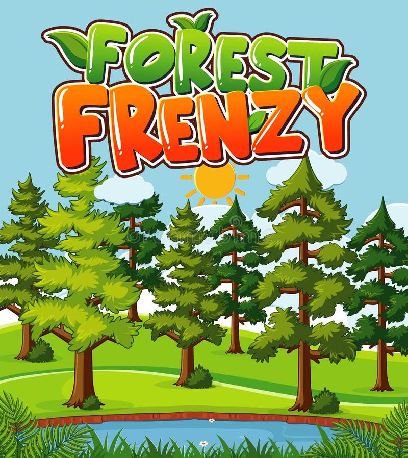 Scene with Word Related To Nature and Forest Background Stock Vector ...