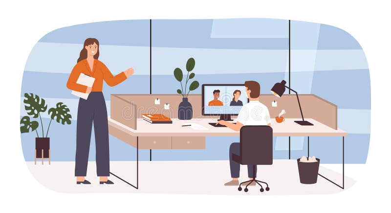 Scene with Work Process Vector Concept of Workflow Efficiency Stock ...