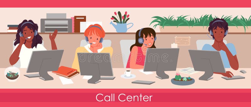 Call Center Office Scene Stock Illustrations – 141 Call Center Office ...