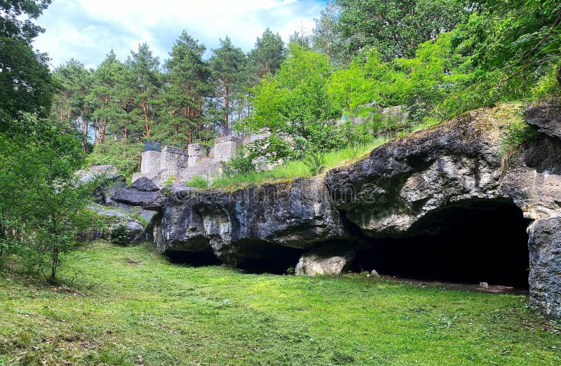 Scenery of an Ancient Cave Settlement in the Forest Stock Photo - Image ...