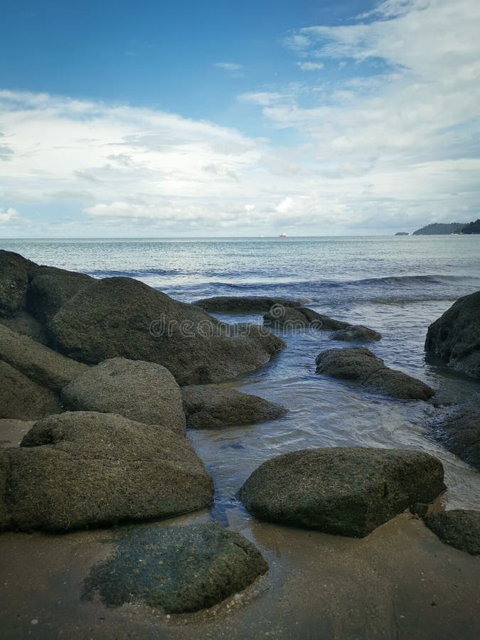 Scenery of Beautiful Rocky Beach Stock Photo - Image of rough, paradise ...