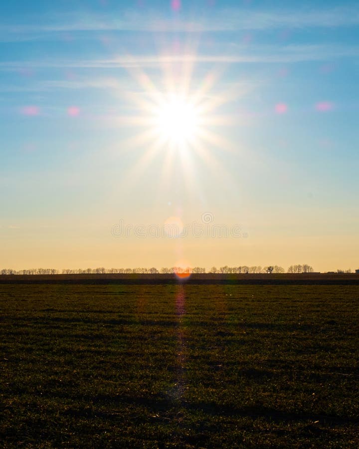 Scenery Beautiful Setting Sun, Field Empty Space Stock Image - Image of ...