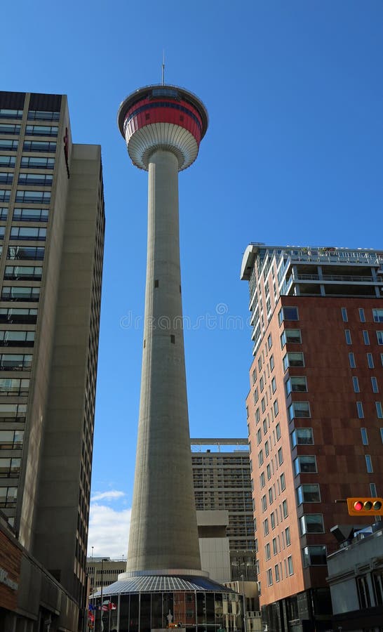 Calgary Tower between Buildings Vertical Editorial Image - Image of ...