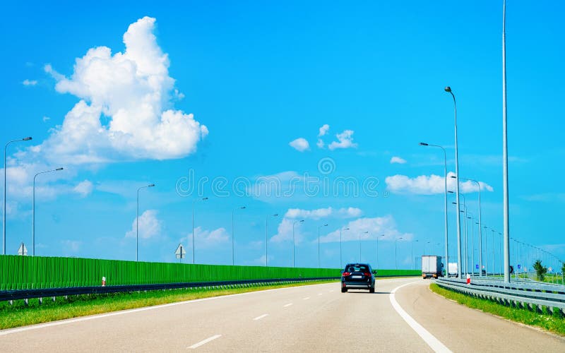 Scenery with Car on the Road Stock Photo - Image of scenic, pathway ...