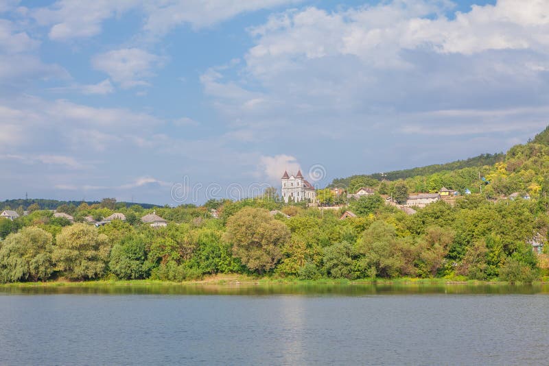 Scenery with Castle on the River Shore Stock Photo - Image of lake ...