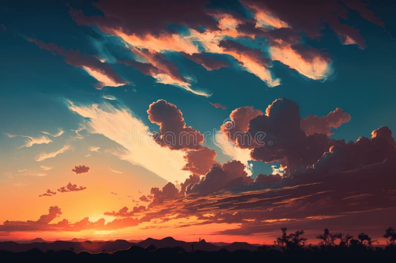 Scenery with Clouds, Sky and Sunset, Created Using Generative Ai ...