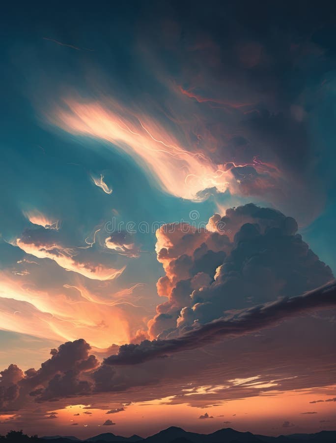 Scenery with Clouds, Sky and Sunset, Created Using Generative Ai ...