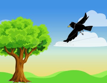 Scenery Crow Flying in the Sky Looking Down - 1 Stock Illustration ...