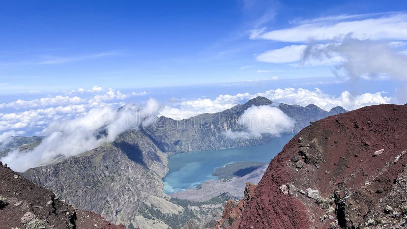 Scenery of High Mountain with Lake and High Peak Stock Photo - Image of ...