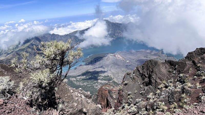 Scenery of High Mountain with Lake and High Peak Stock Photo - Image of ...